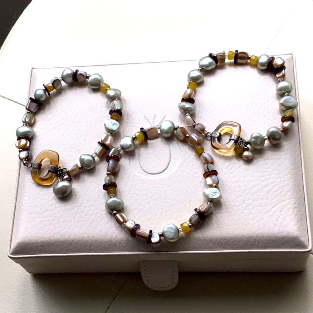 Silpada Set Of 3 Freshwater Pearl Bracelets - Gem